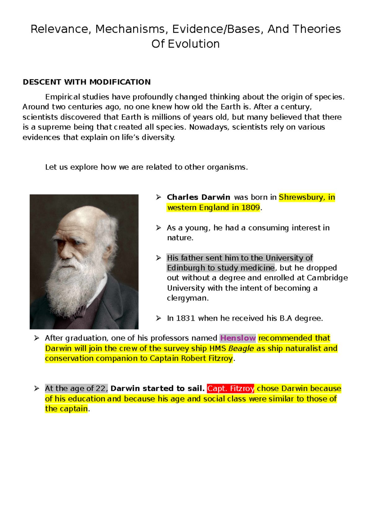 Evolution Theories: Examining Relevance Mechanisms and Evidence - Studocu
