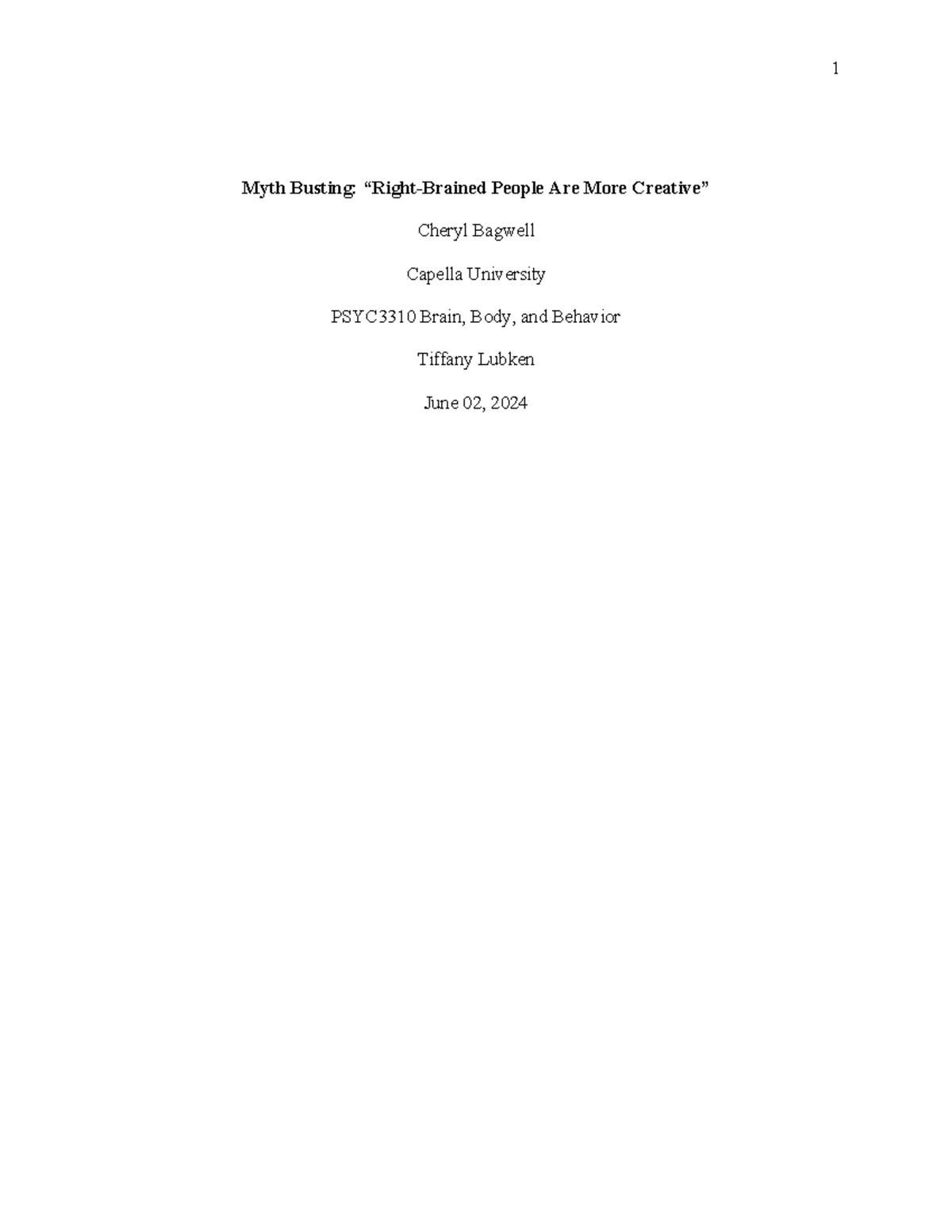 Myth Busting in PSYC3310: Are Right-Brained People Really More Creative ...