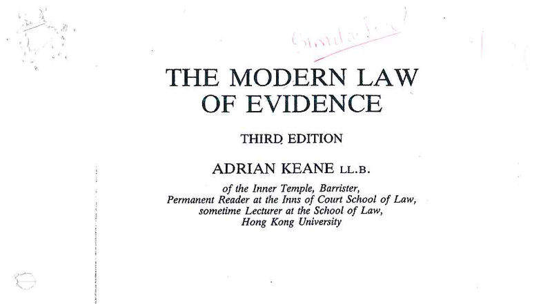 The Modern Law Of Evidence - 3rd Edition - THE MODERN LAW OF EVIDENCE ...