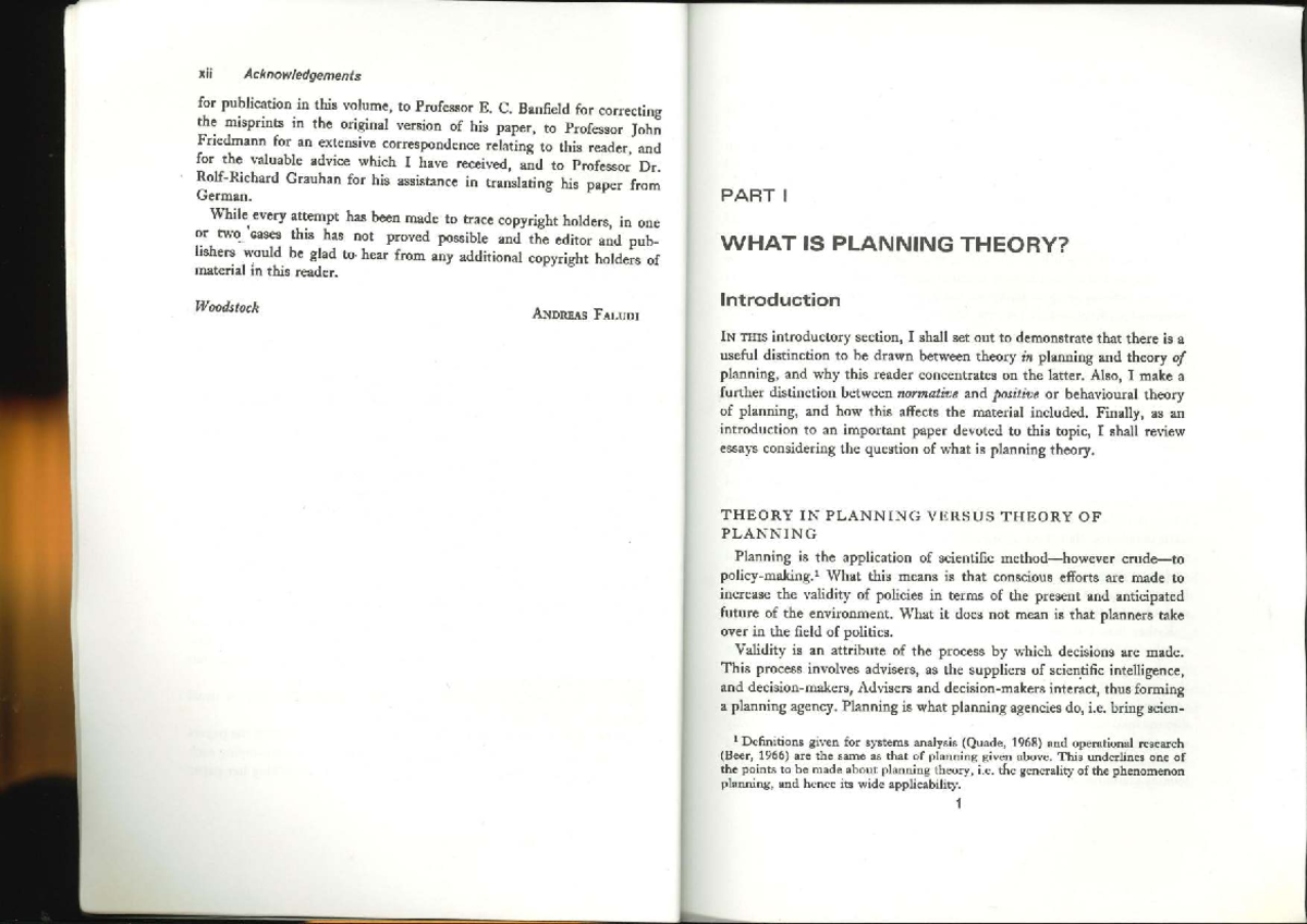 A Reader in Planning Theory (Faludi, 1973) - Introduction and Overview ...