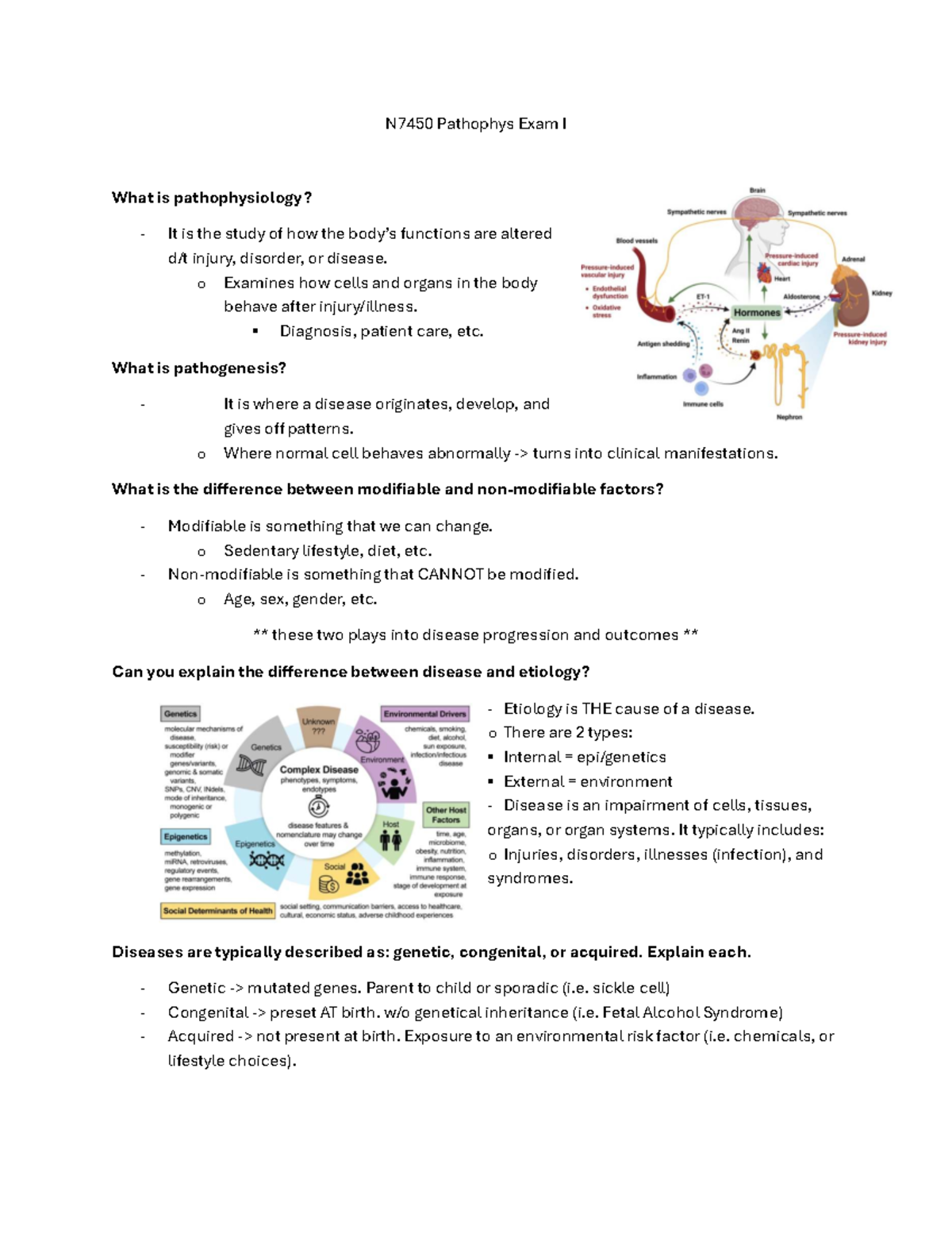 Pathophysiology Overview and Key Disease Mechanisms (N7450 Exam I ...