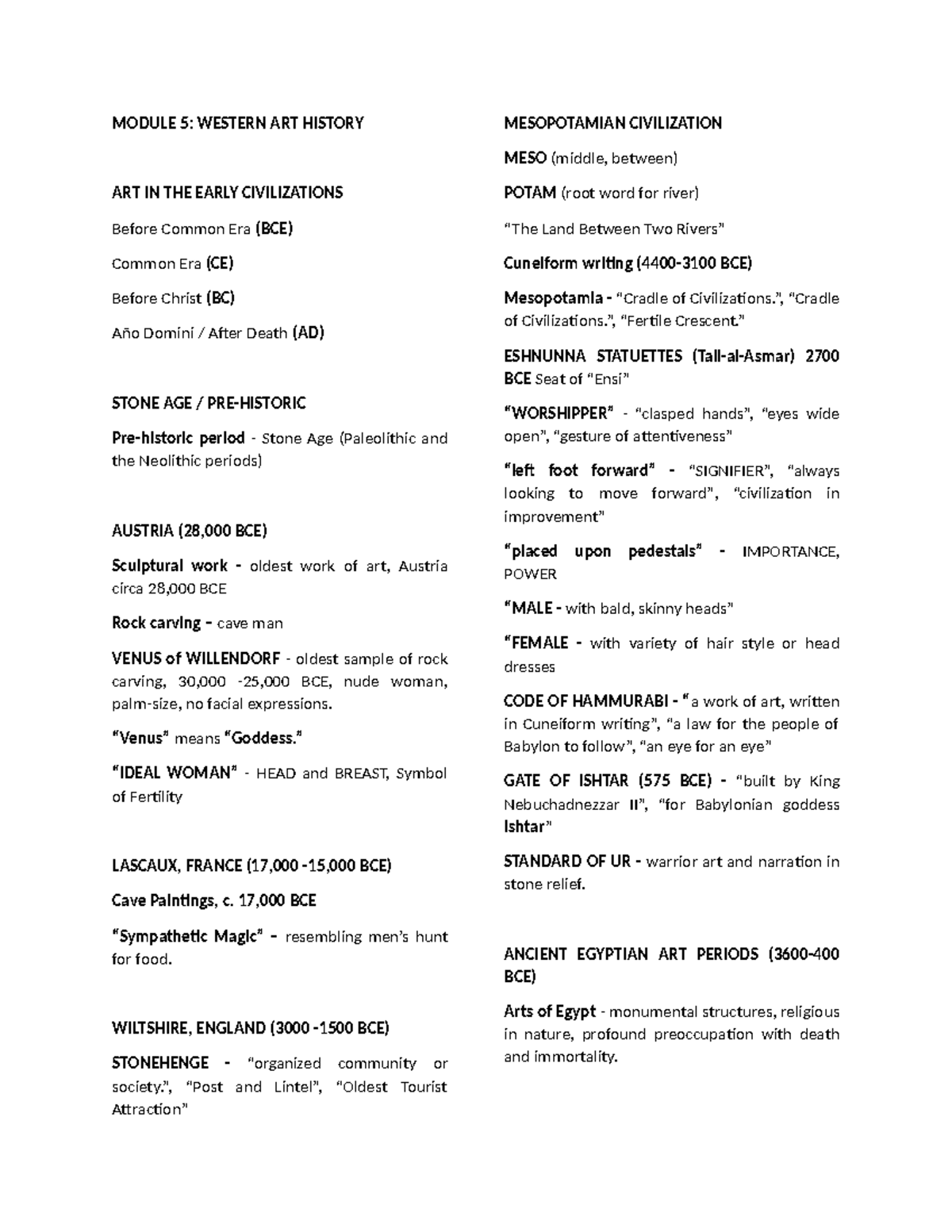 ART APP ( Summative Reviewer) - MODULE 5: WESTERN ART HISTORY ART IN ...