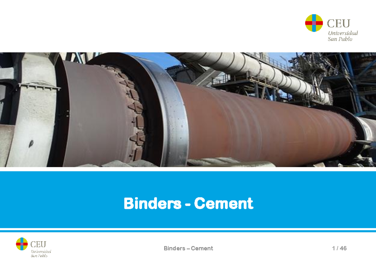 Binders - Cement: Properties, Production, and Historical Overview - Studocu