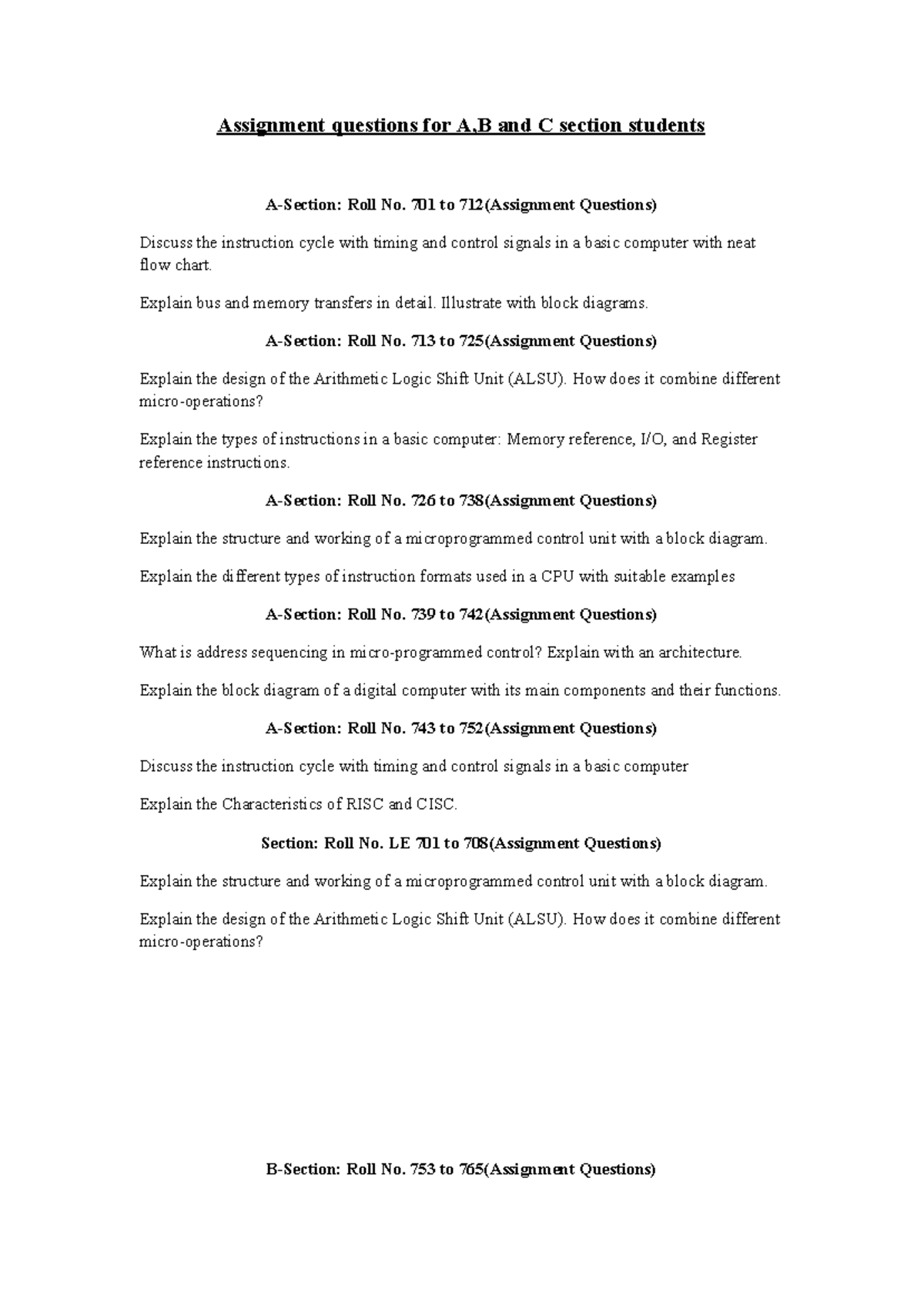 COA Assignment 1: Instruction Cycle & Microprogrammed Control Unit ...
