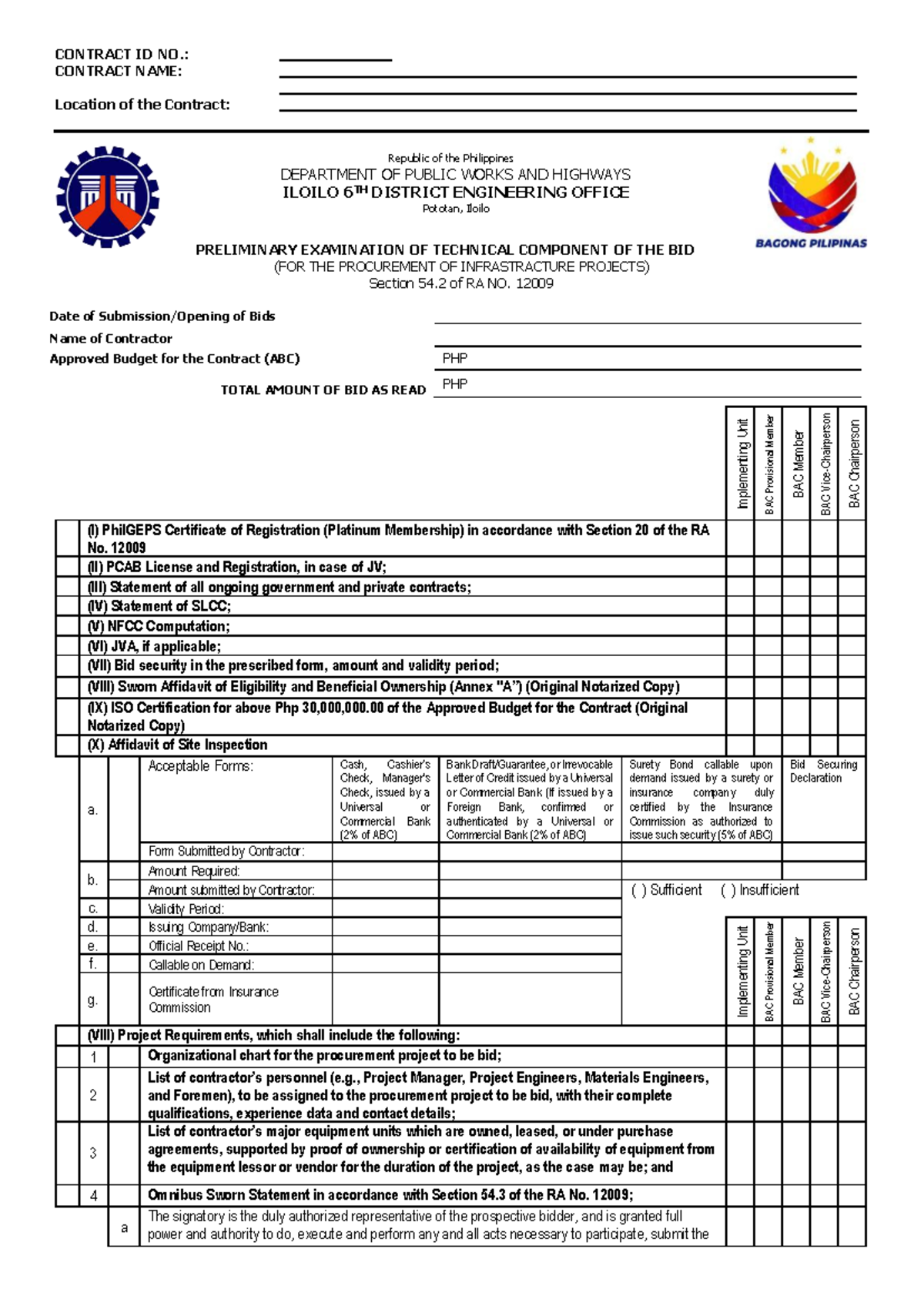New Checklist for Opening Bids - RA No. 12009 Compliance - Studocu