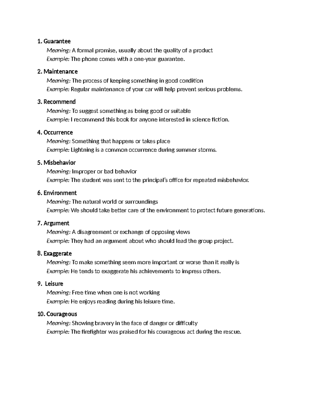 1 - Spelling Vocabulary Definitions and Examples - Studocu