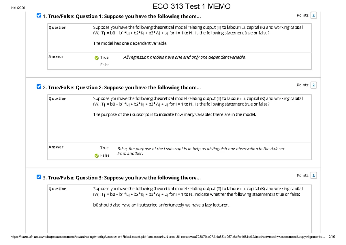 Revision Questions - for studying - Revision Questions You estimate a ...