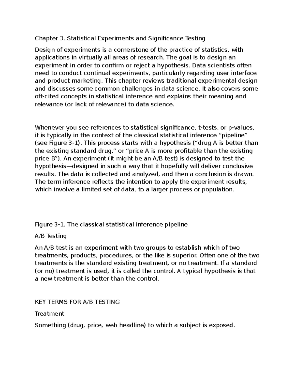 Chapter 3 - Statistical Experiments & Significance Testing Notes - Studocu