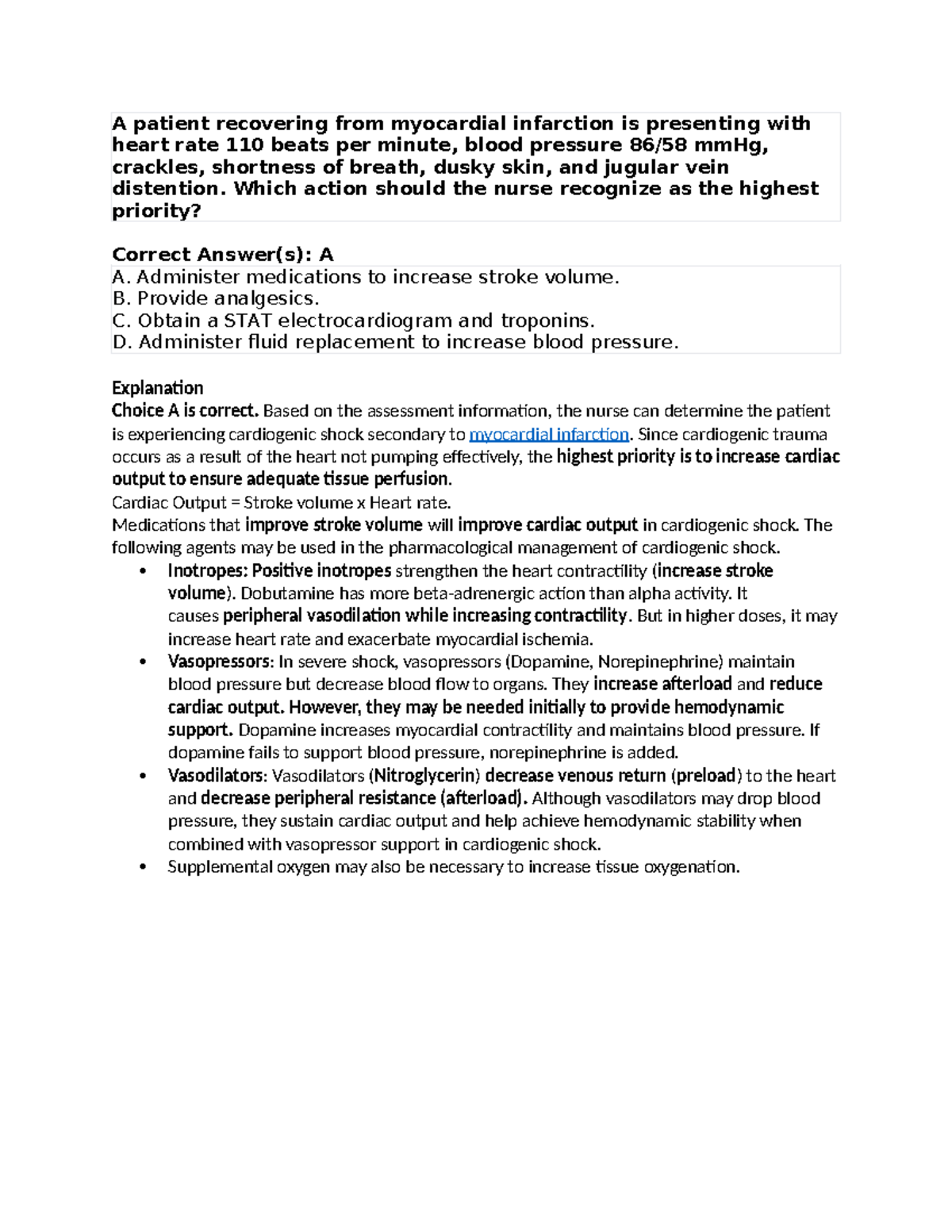Myocardial Infarction Recovery & Priority Nursing Actions - Readiness ...