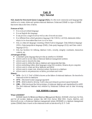 DBMS UNIT 1 bca-1 - notes for dbms - DATABASE MANAGEMENT SYSTEM ...