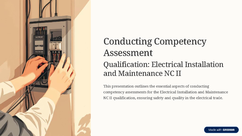 Conducting Competency Assessment for Electrical Installation NC II ...