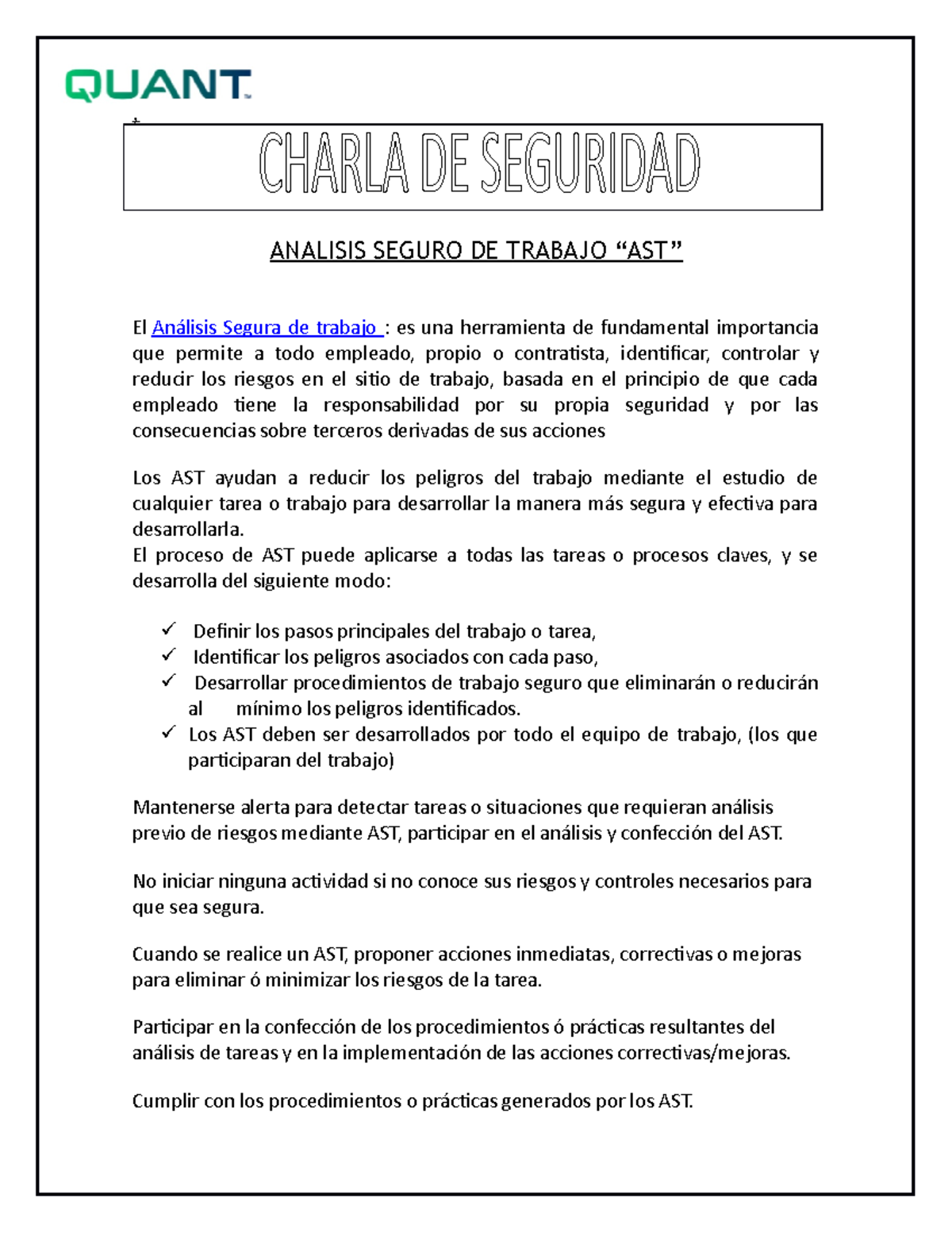 AST - Análisis Seguro de Trabajo: Importancia y Procedimientos Clave ...
