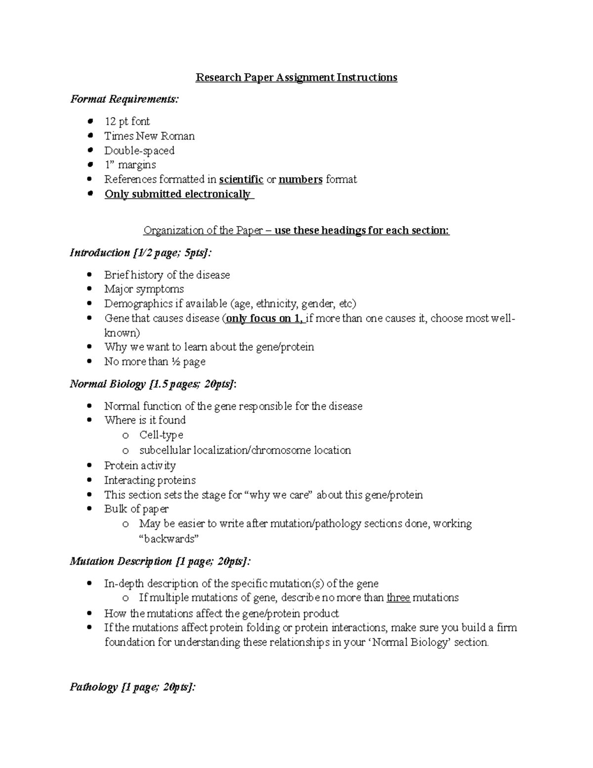 Research Paper Assignment Guidelines: Disease Analysis & Gene Mutation ...