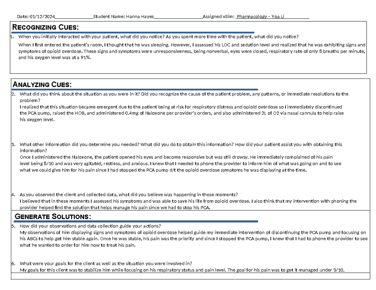 Yoa Li Pharm - Post Scenario Analysis of Opioid Overdose Management ...