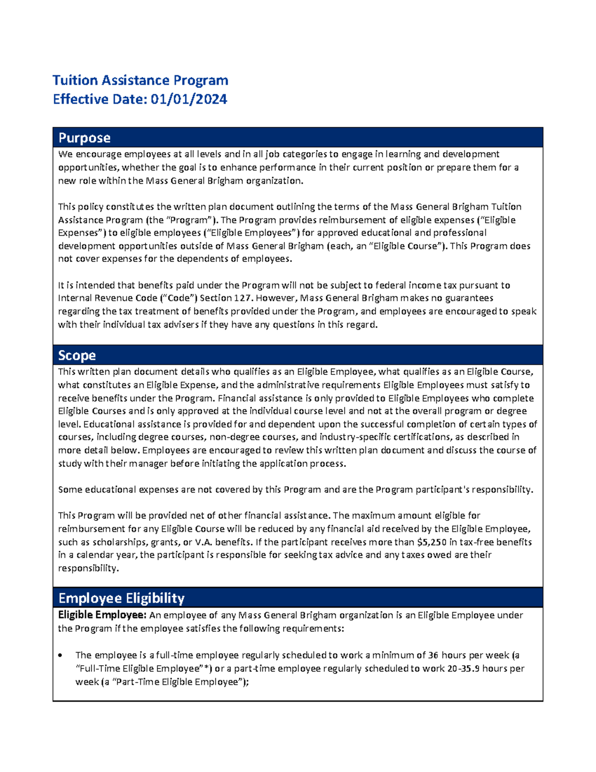 HR.123 - Mass General Brigham Tuition Assistance Program Overview ...