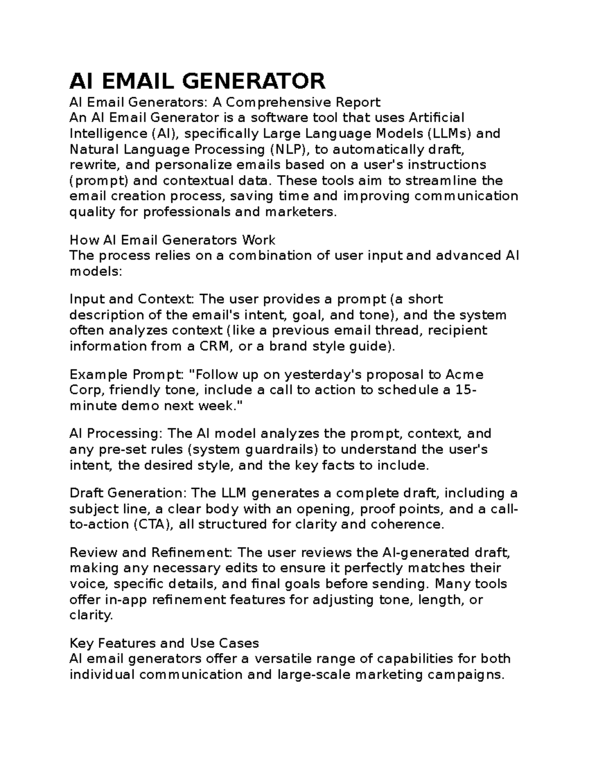 AI Email Generator: Comprehensive Overview and Key Features - Studocu