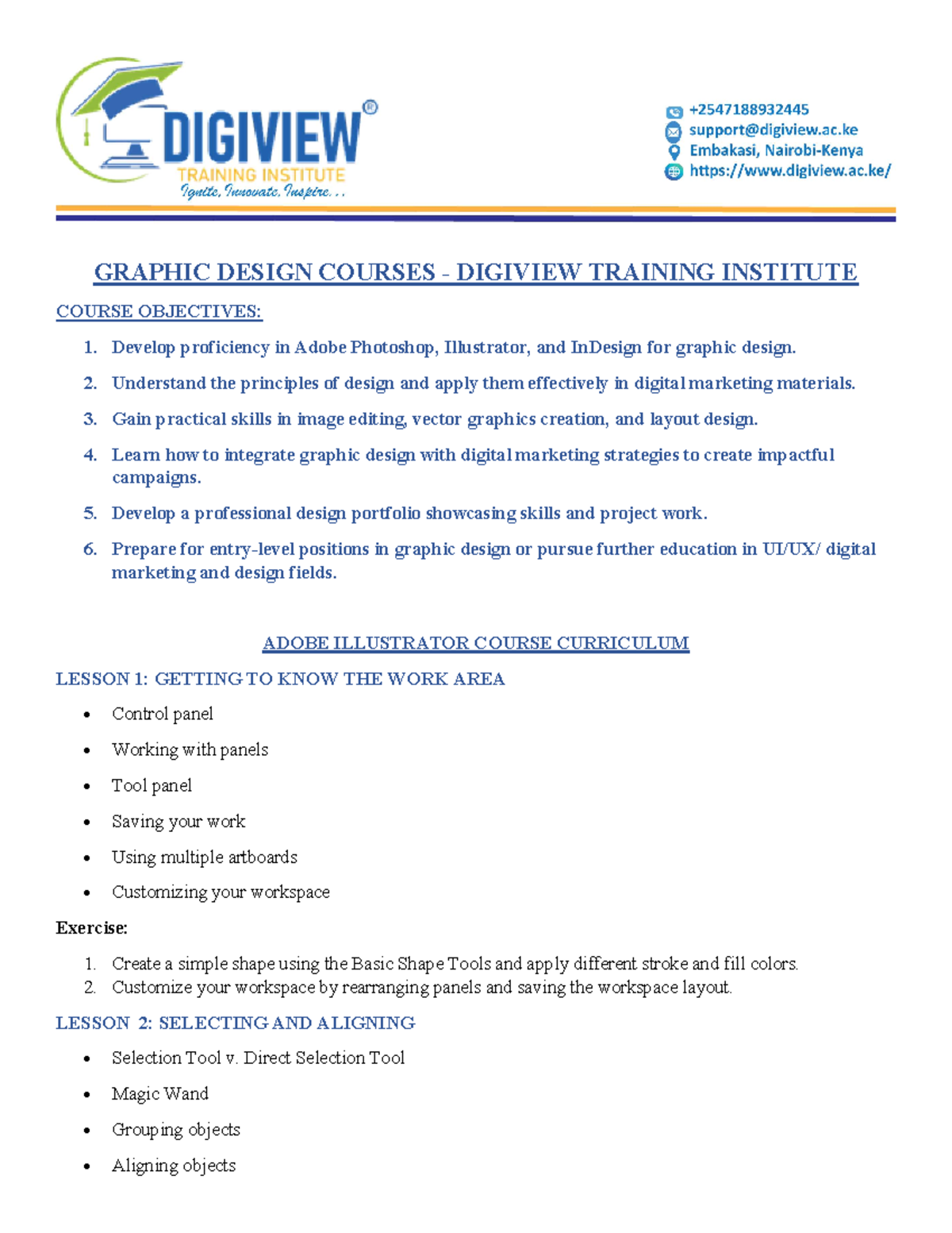 Graphic Design Course Outline - DIGIVIEW Training Institute - Studocu