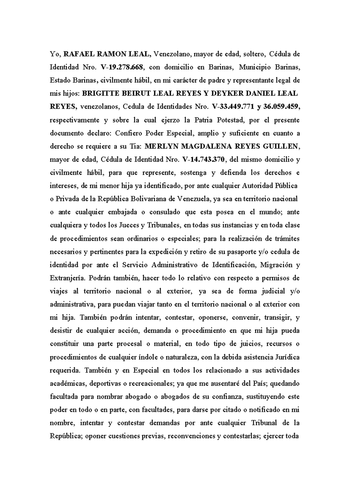 Poder Especial Amplio para Merlyn - Rafael Ramón Leal - Studocu