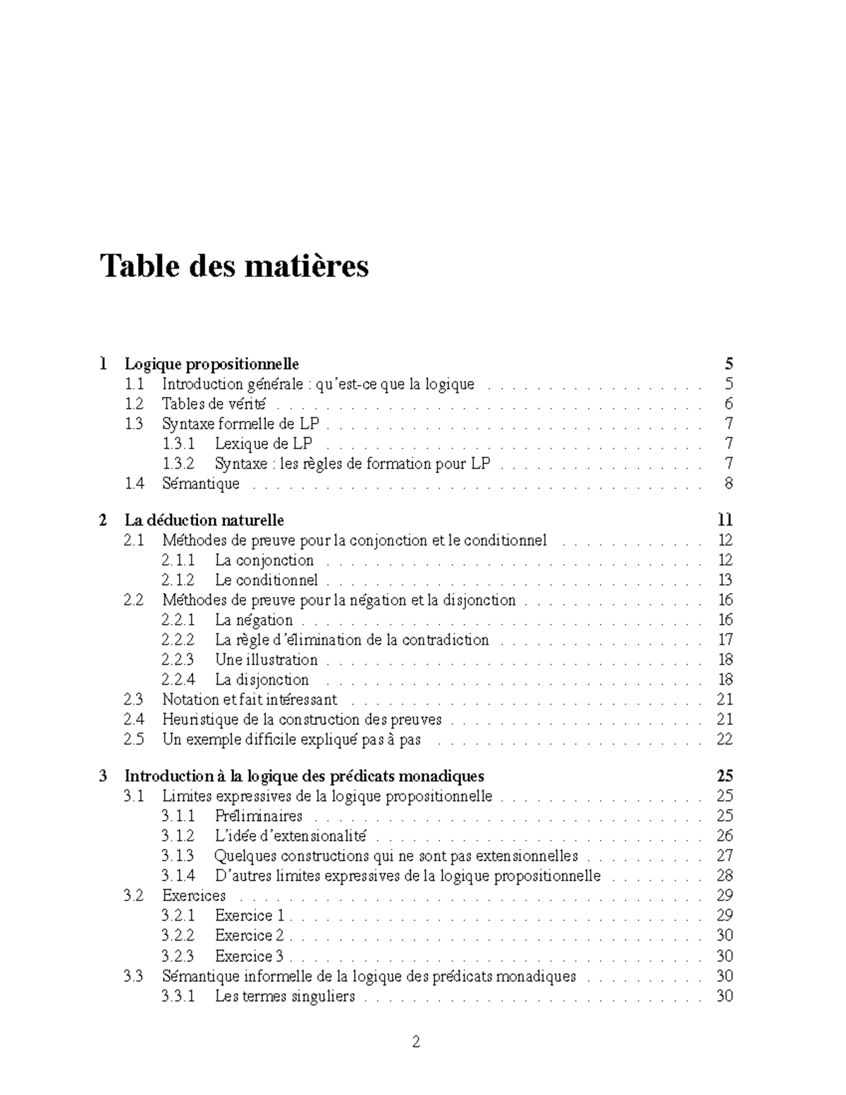 0 Logique formelle - Notes de cours résumé complet - Table des matières ...