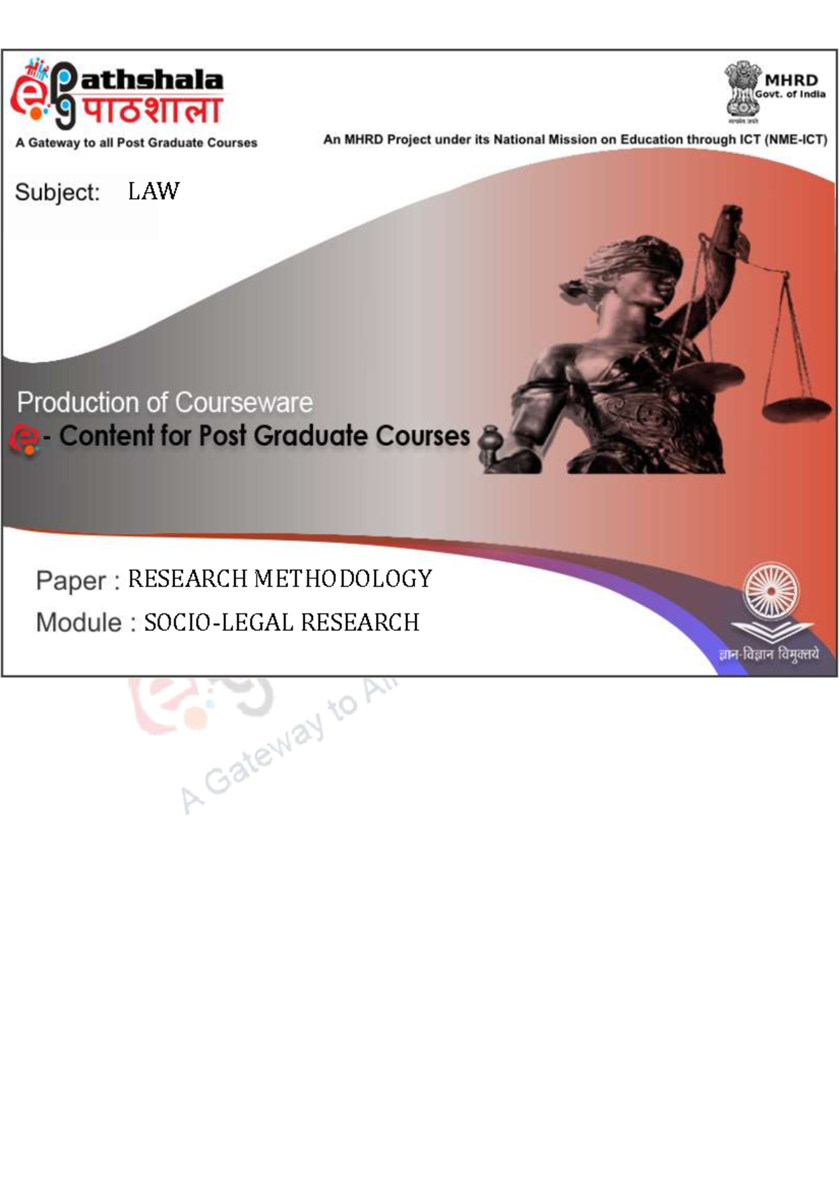 LAW RESEARCH METHODOLOGY RESEARCH IV: Interdisciplinary Approaches ...