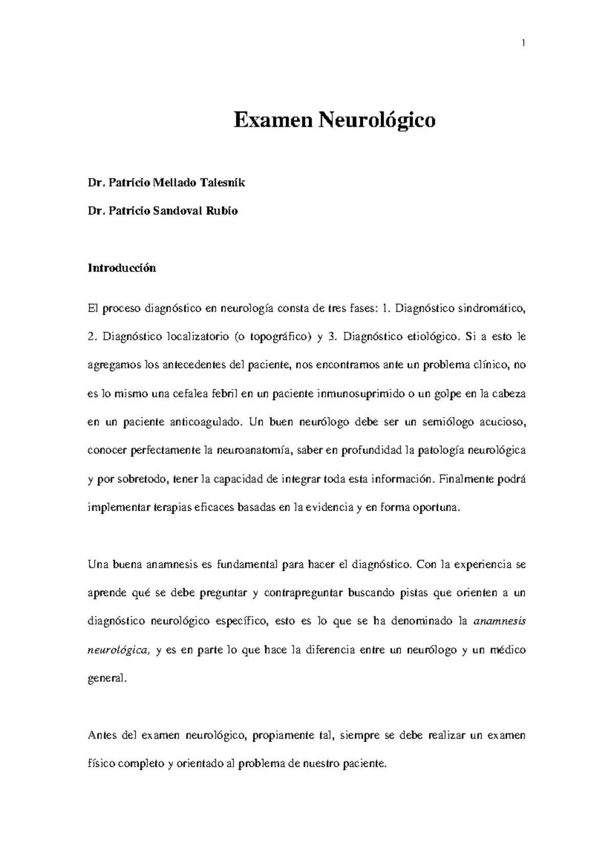 Examen Neurológico UC - Guía Completa para Diagnóstico Clínico - Studocu