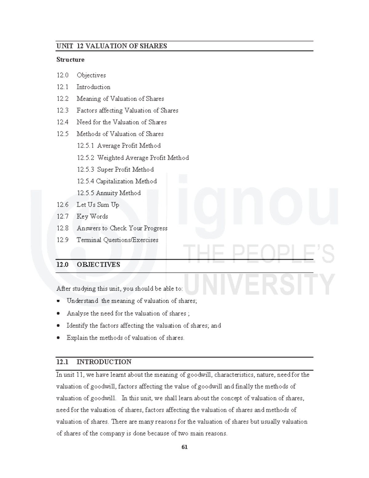 Unit 12: Comprehensive Study on Share Valuation Methods - Studocu