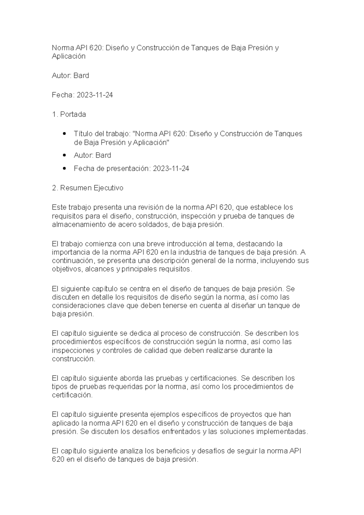 Norma API 620: Diseño y Construcción de Tanques de Baja Presión - Studocu