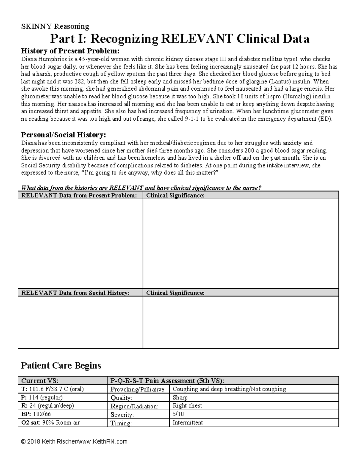 DKA Case Study - Skinny Reasoning for Keith RN Assessment - Studocu