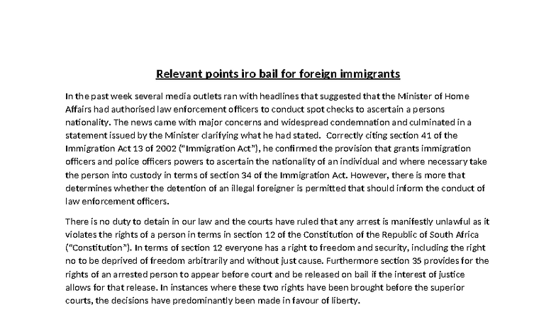 Bail Considerations for Foreign Immigrants: Legal Insights and ...