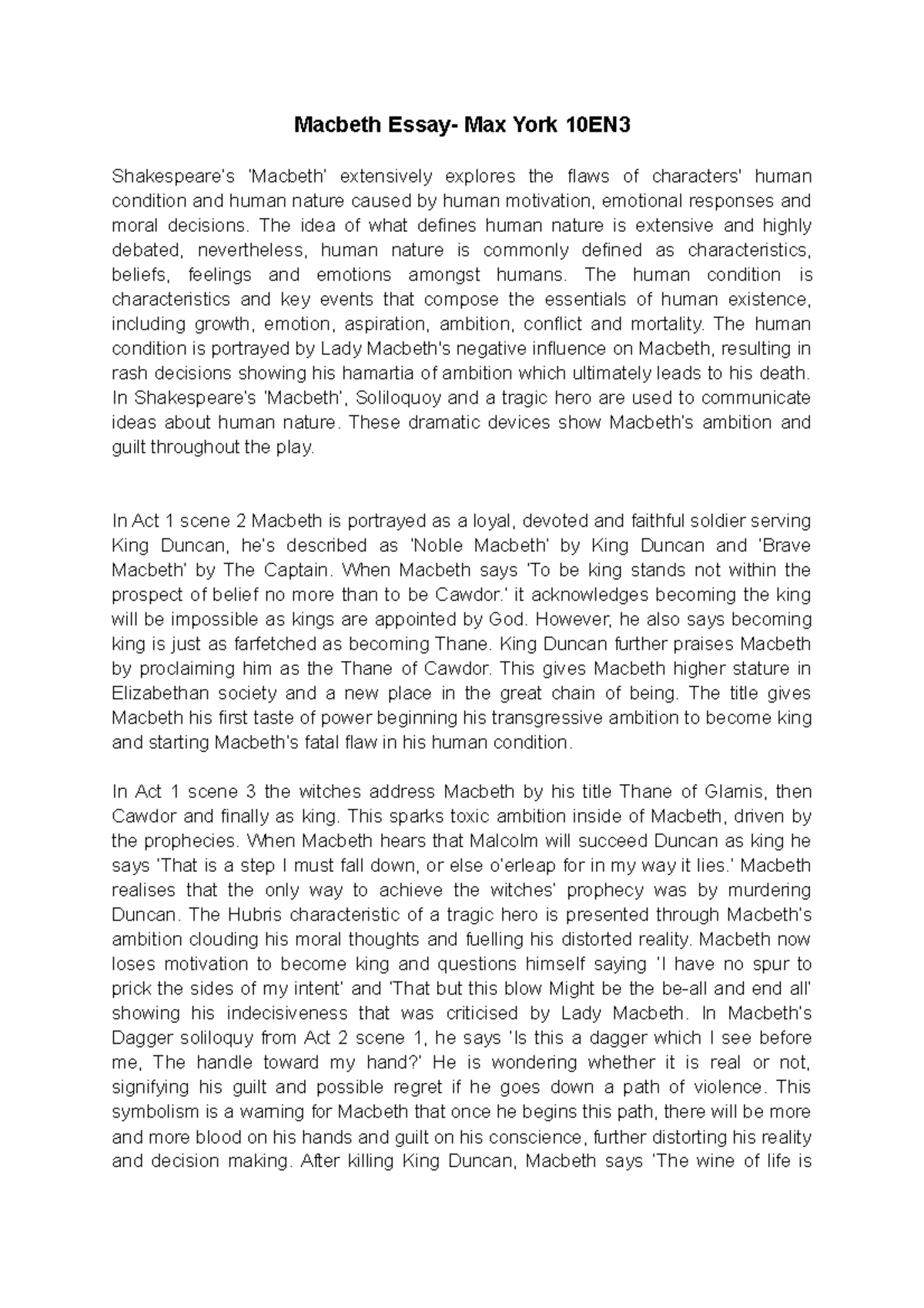 Macbeth essay for english - Studocu