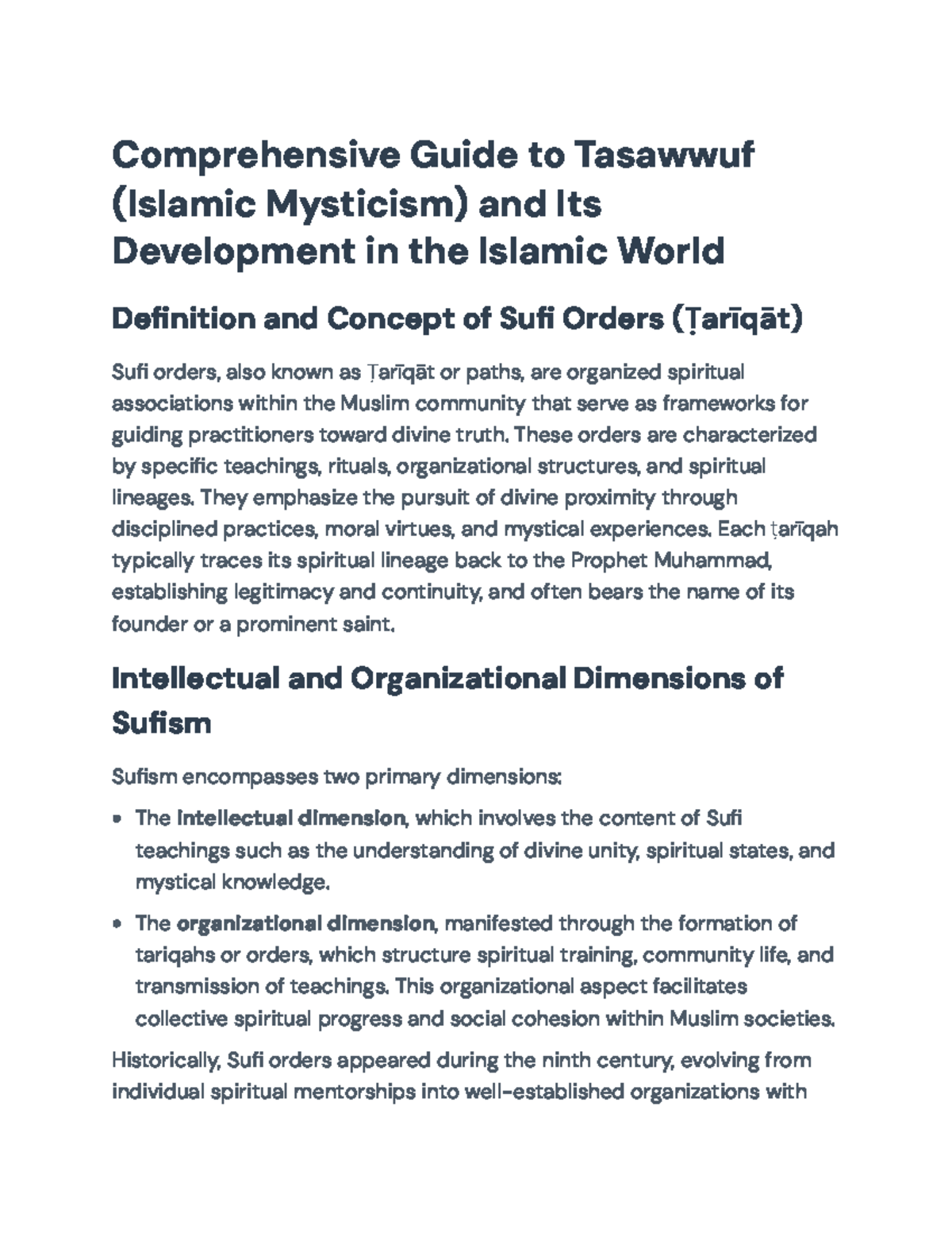 Comprehensive Guide to Sufi Orders (Tariqah) and Spiritual Practices ...