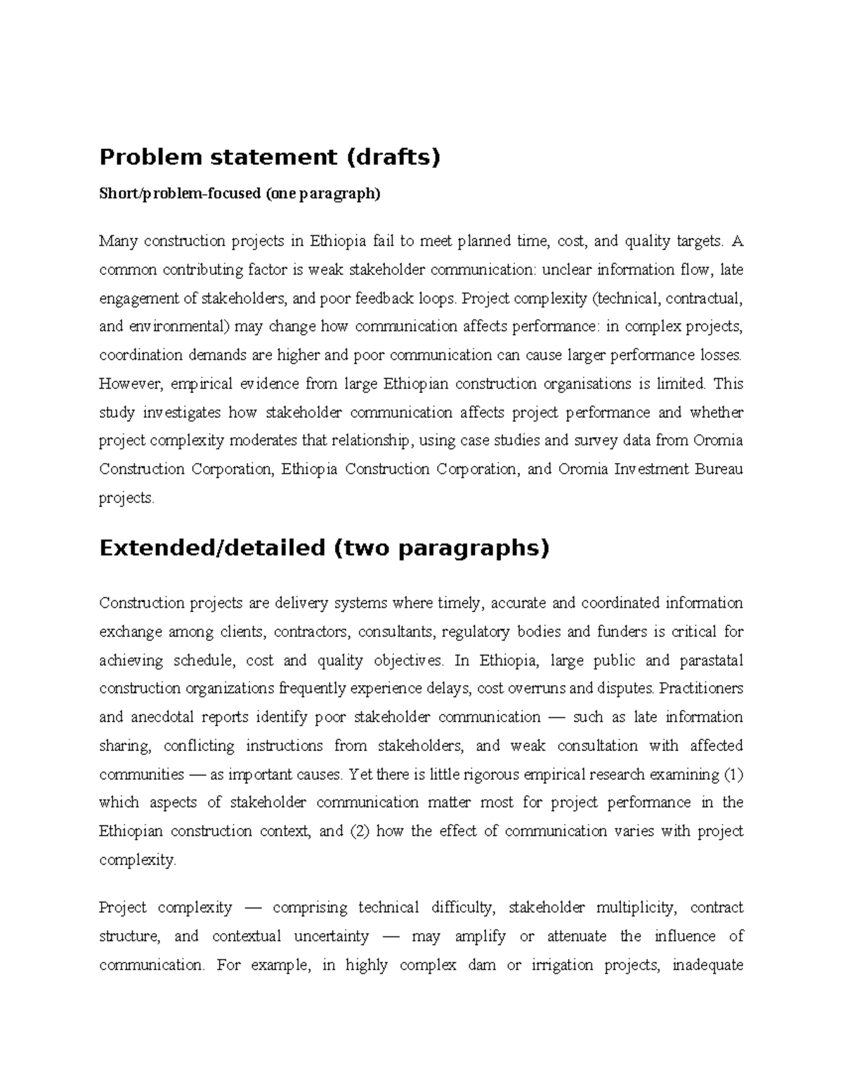 Effect of Stakeholder Communication on Project Performance (ENGR 101 ...