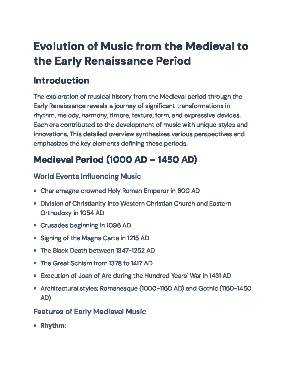 Evolution of Music from Medieval to Early Renaissance Periods ...