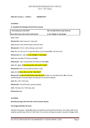 Sb answer key speak out preintermediate - 1 PRE-INTERMEDIATE ANSWER KEY ...