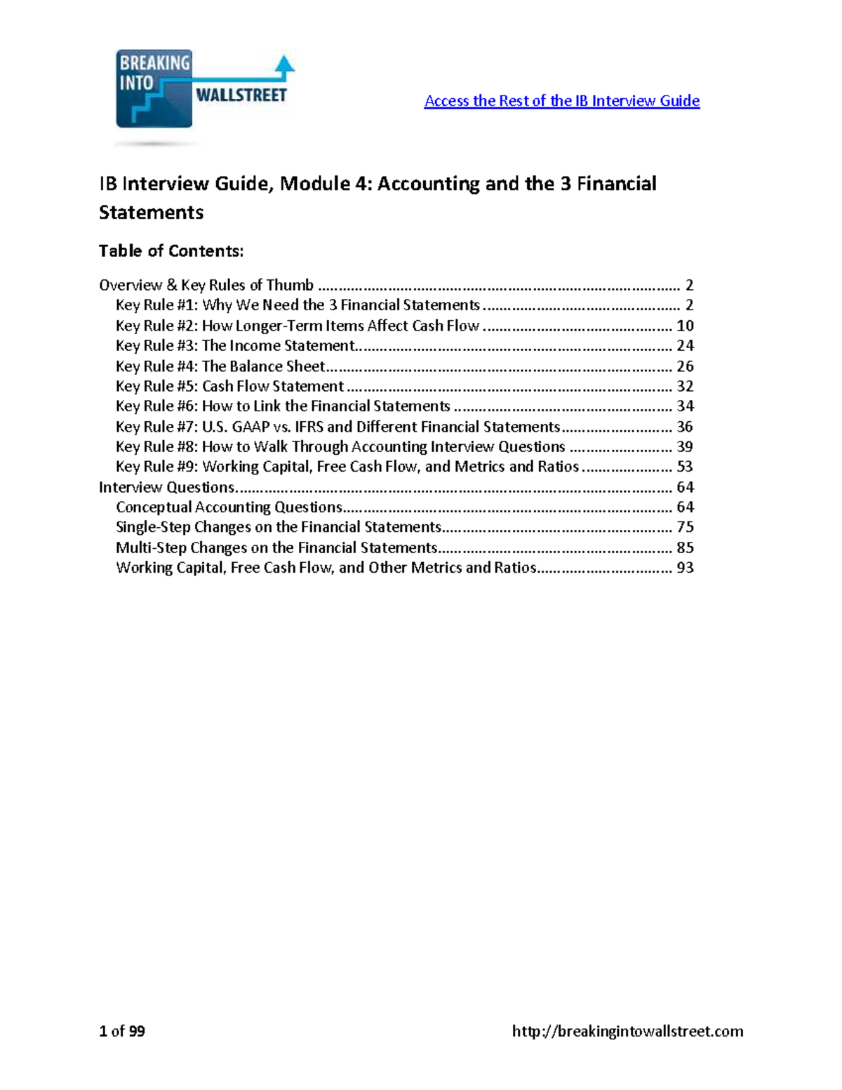 IB Interview Guide: Mastering Accounting & Financial Statements - Studocu