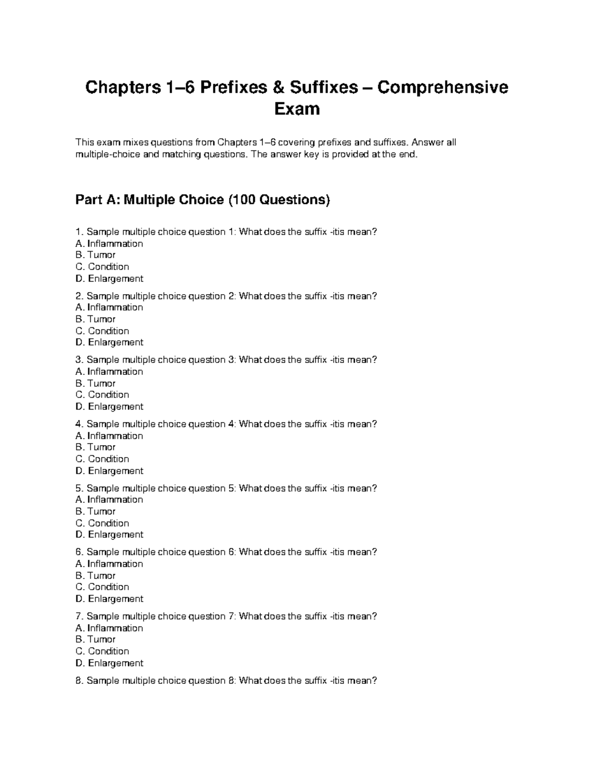 Ch1-6 Prefixes & Suffixes Comprehensive Exam Guide - Studocu