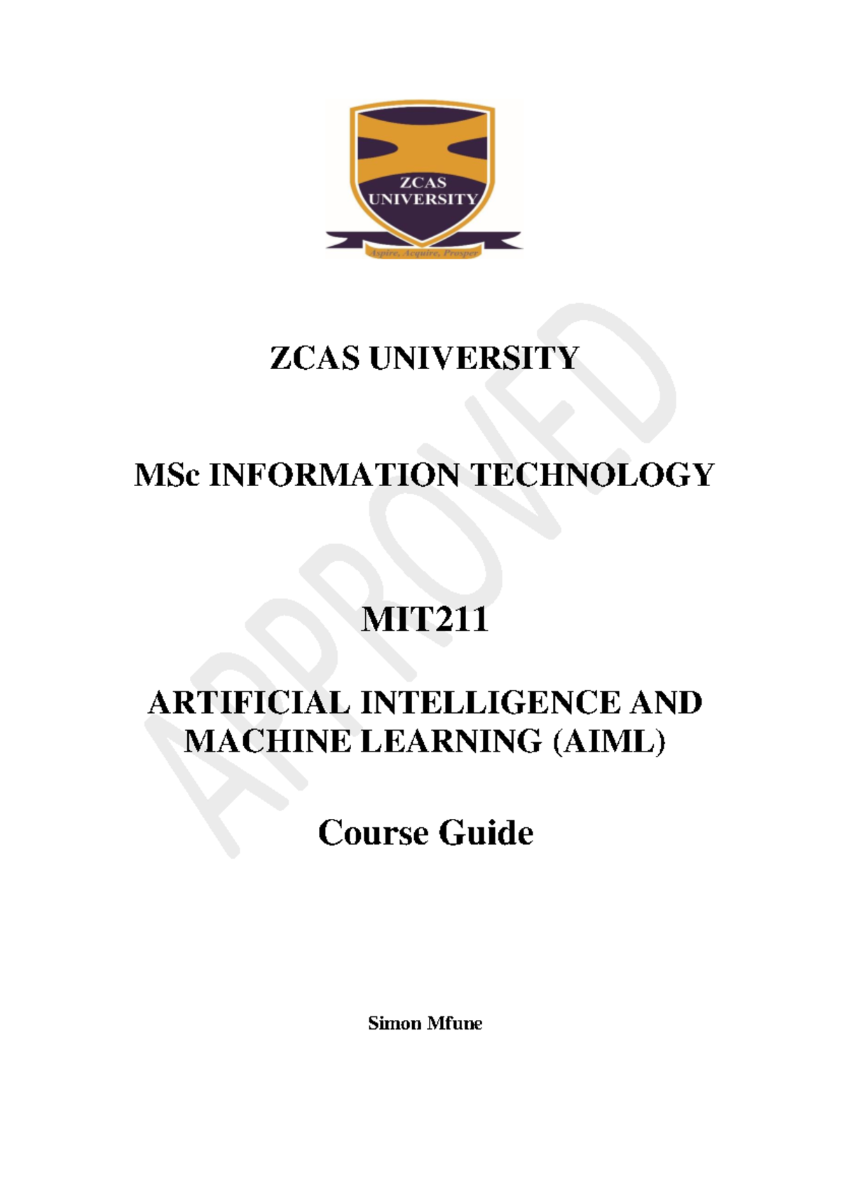 MIT211 AIML Course Guide - January 2021 Edition - Studeersnel