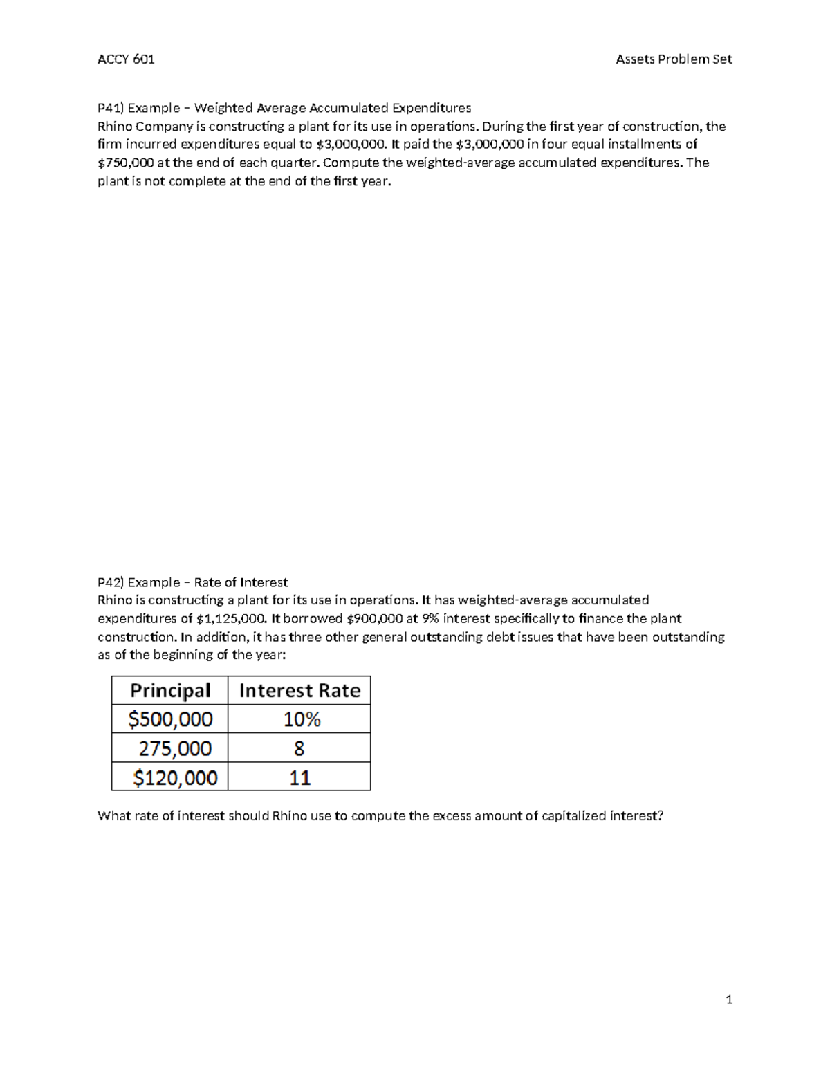 ACCY 601 Final Exam: Asset Management & Interest Capitalization ...