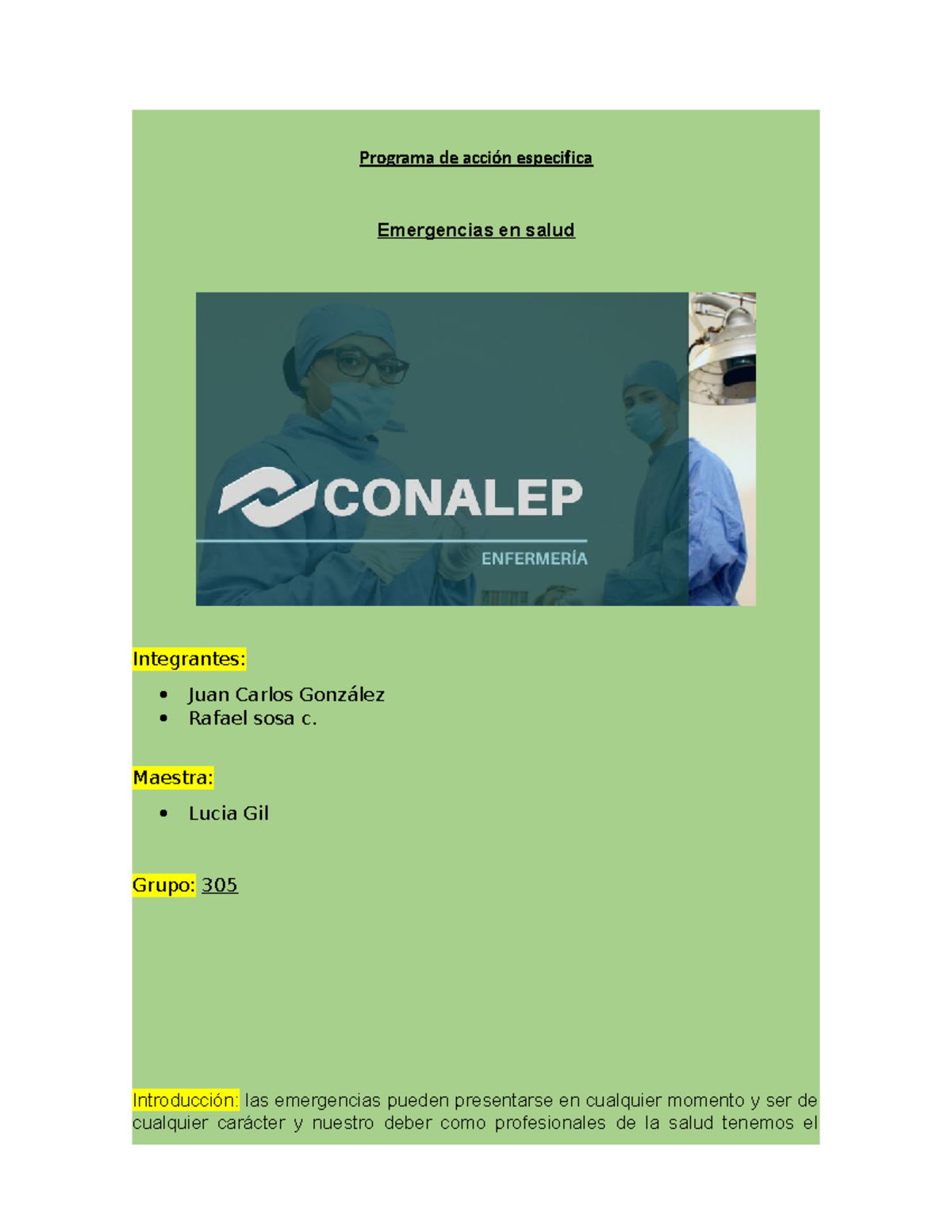 Pae Emergencias en Salud: Programa de Acción Específica 2024 - Studocu