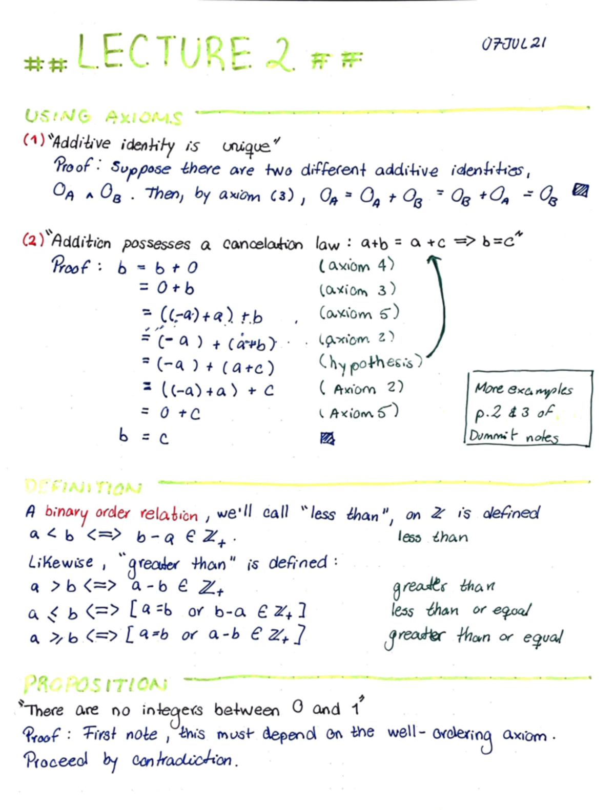 2. Properties of integers, induction - 0FJUL 21 ## LECTURE 2 2. ' USING ...