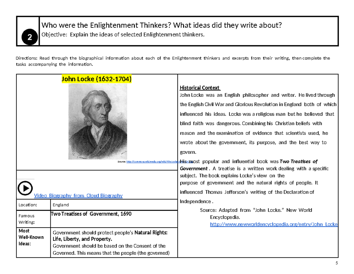 Enlightenment Thinkers: Ideas & Influence - A Study Guide - Studocu