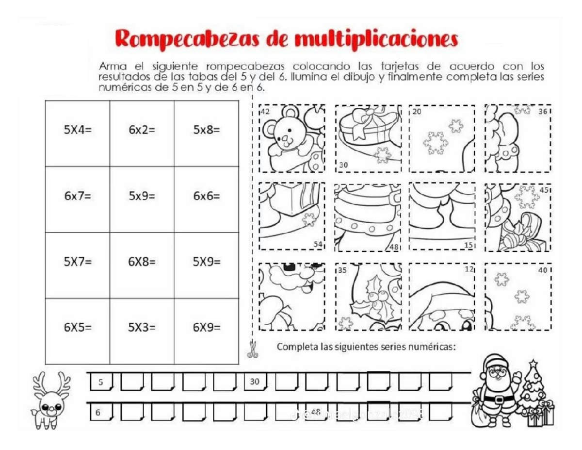 Rompecabezas de Multiplicaciones: Tablas del 5 y 6 - Decoración - Studocu