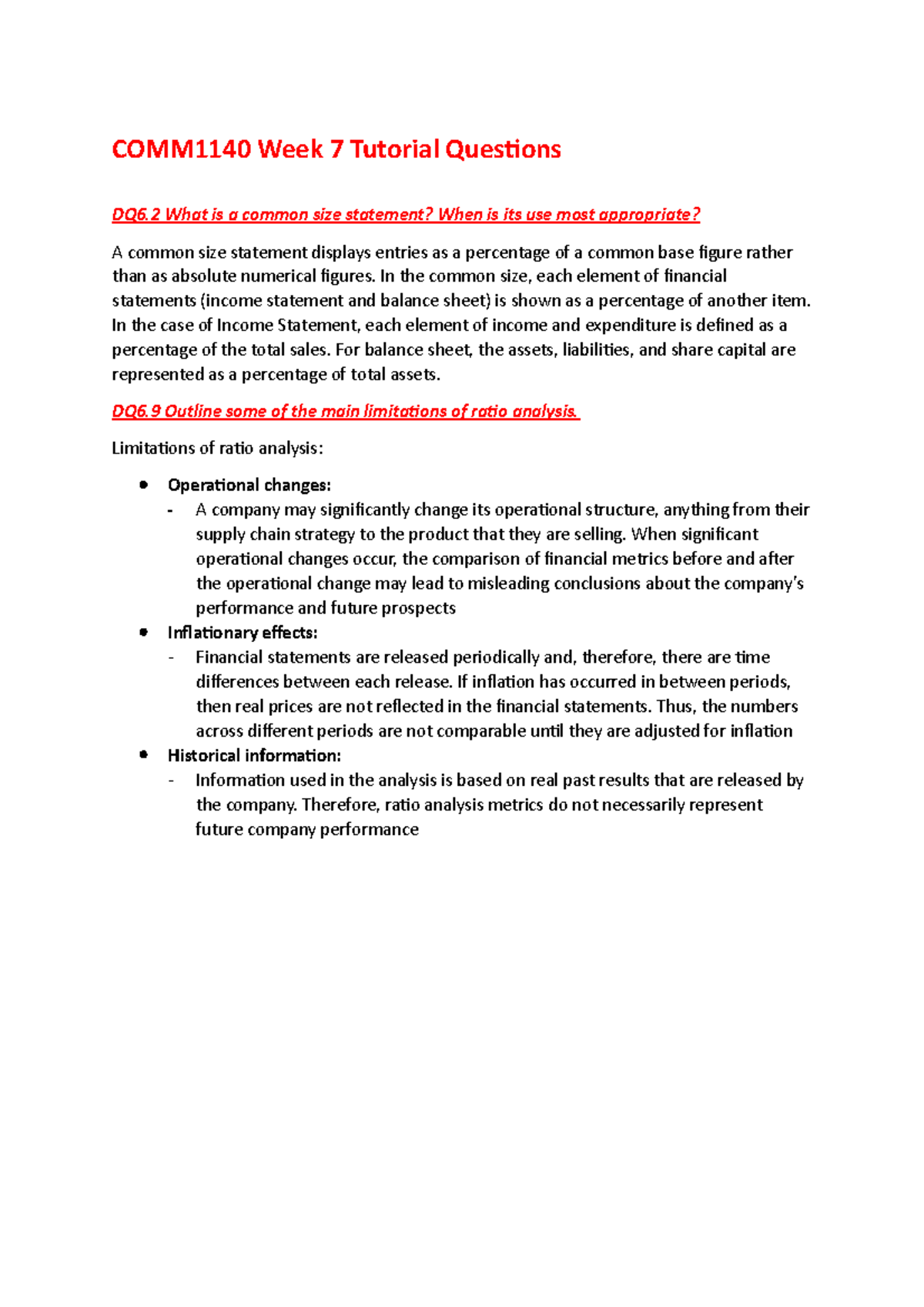 Week 7 Tutorial Homework - COMM1140 Week 7 Tutorial Questions DQ6 What ...