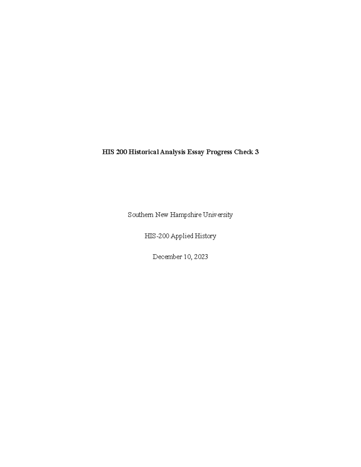HIS 200 Final Voting Rights Act docu - HIS 200 Historical Analysis Essay Progress Check 3 ...