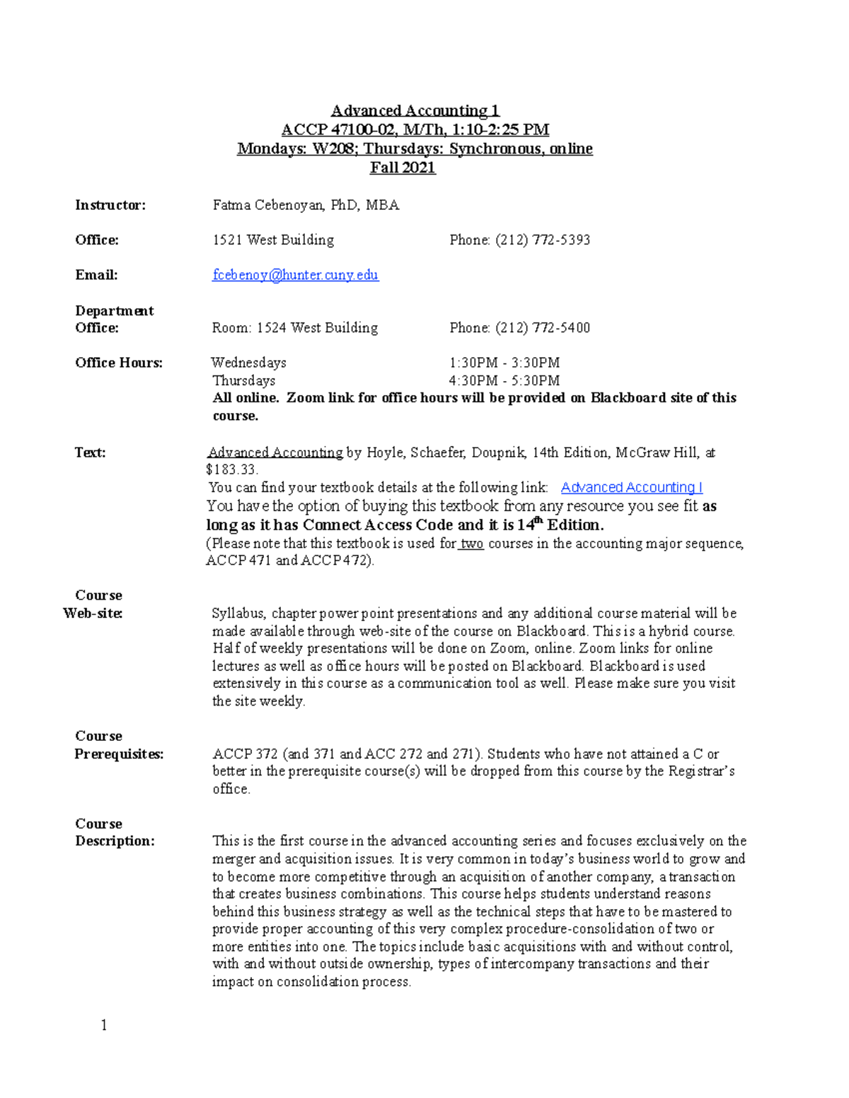 ACCP471 02 Advanced Accounting Syllabus Fall 2021 - Studocu