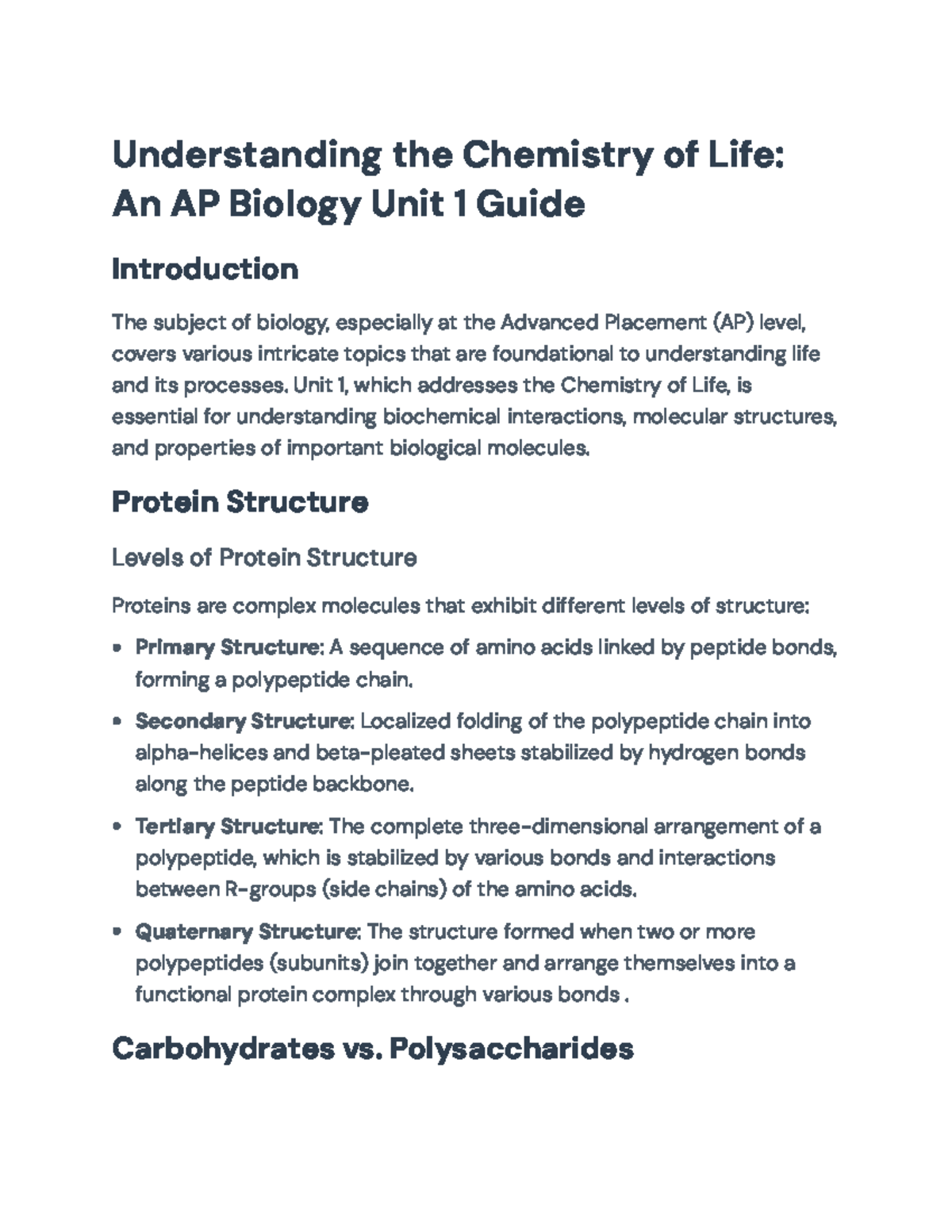 AP Biology Unit 1 Guide: Understanding the Chemistry of Life ...