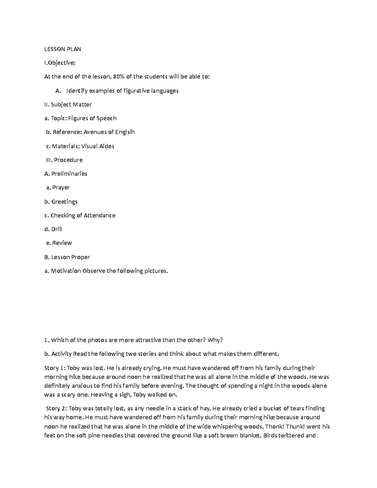 Lesson Plan on Figurative Language - Identifying Figures of Speech ...