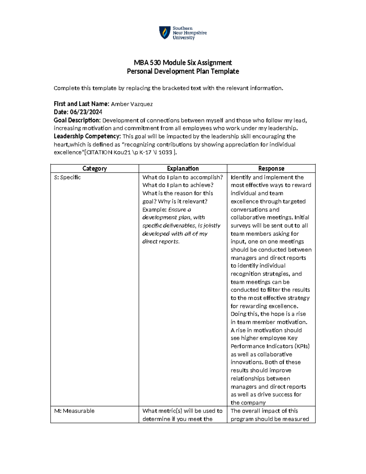 MBA 530 Personal Development Plan Assignment: Leadership Growth - Studocu