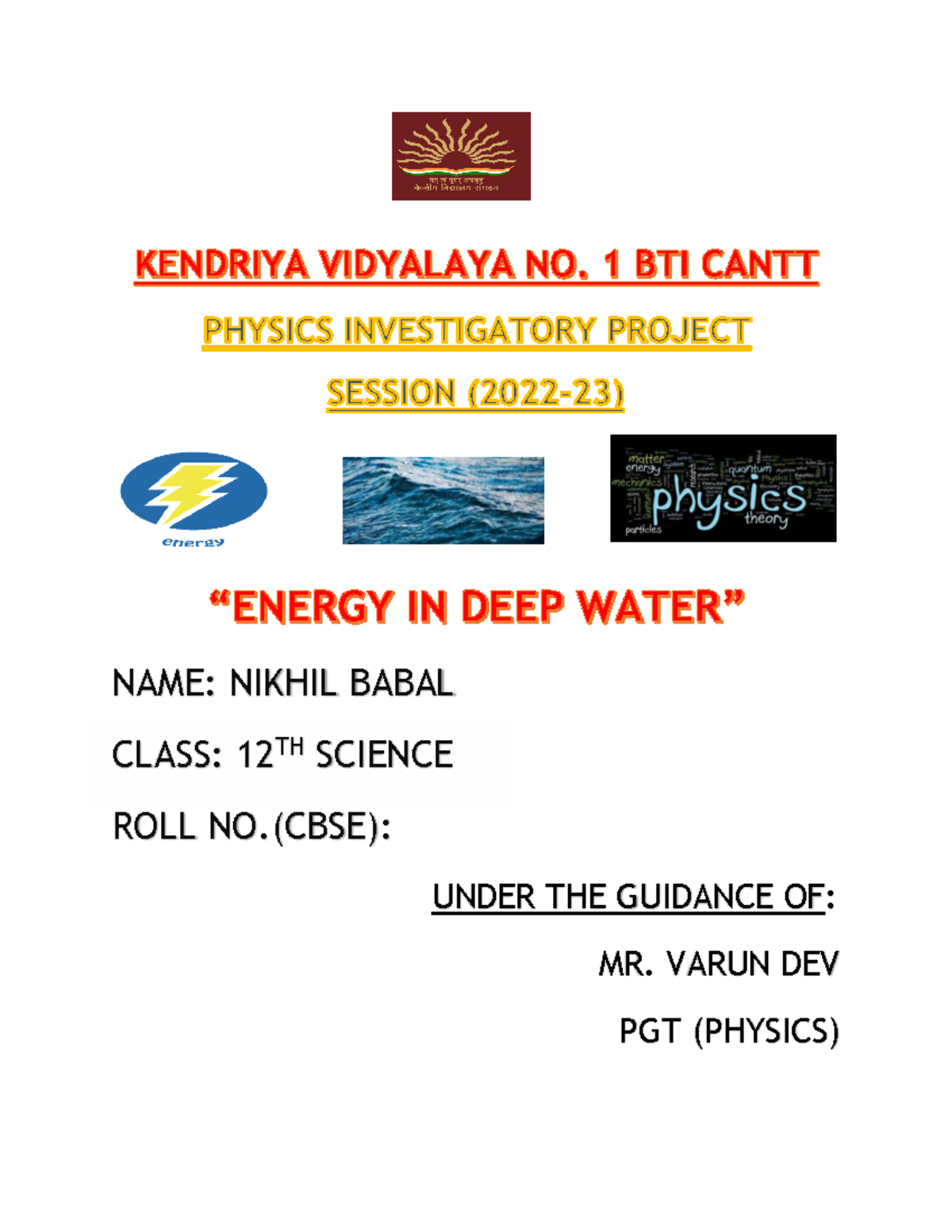 Physics Investigatory Project: Effect of Water Depth on Wave Speed ...