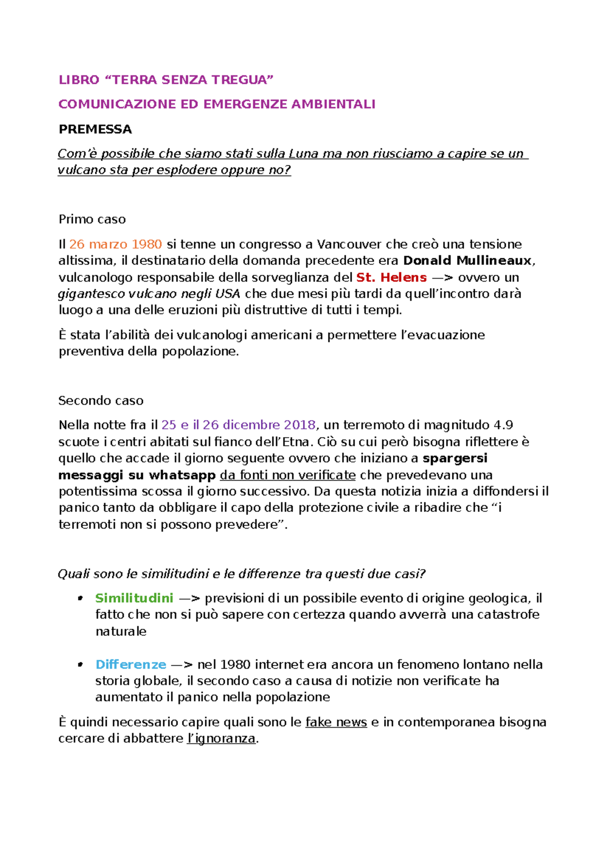 Terra Senza Tregua: Rischi Geologici e Comunicazione (CORSO 123) - Studocu